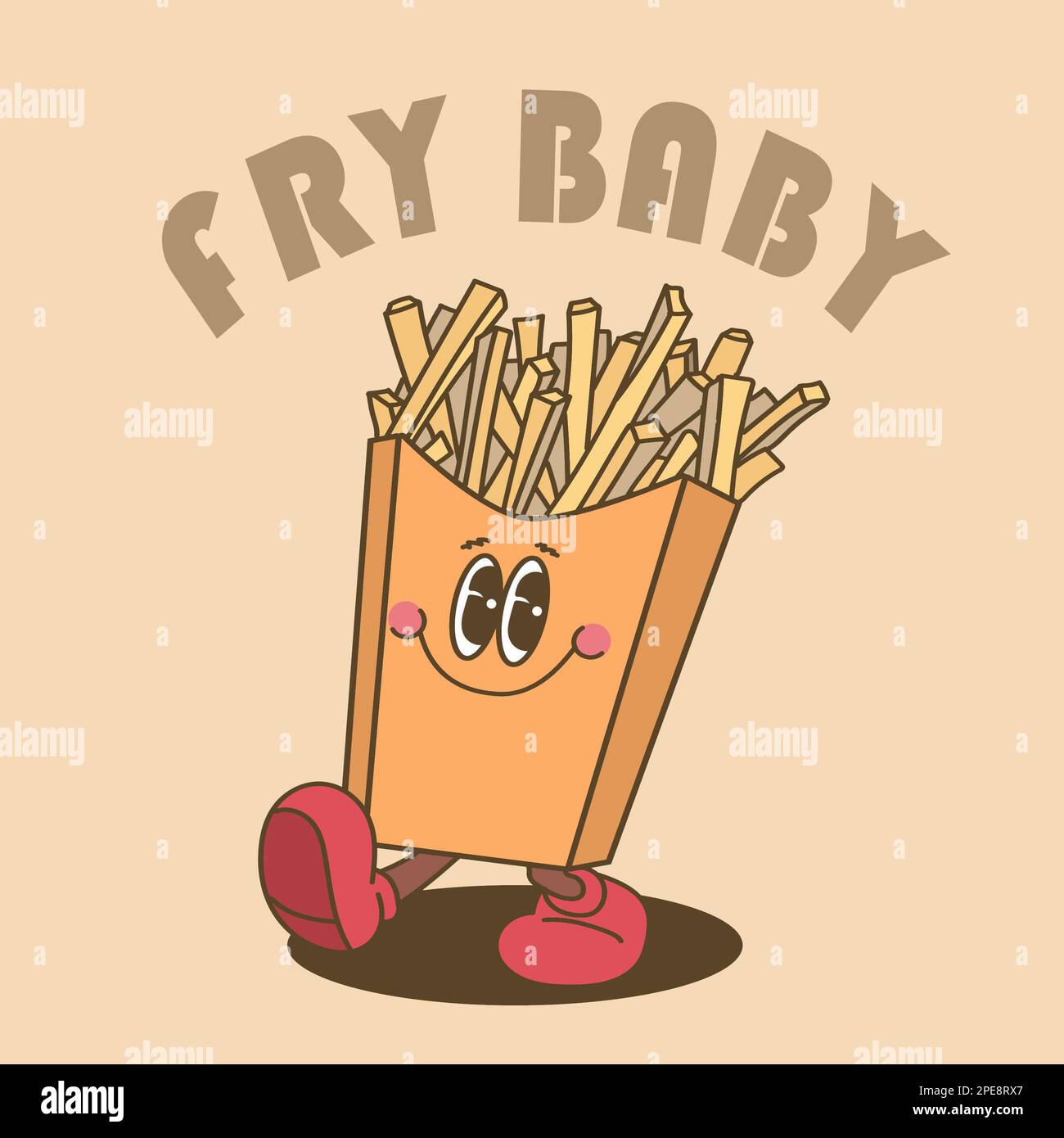 Illustration of happy, smiling French fries. Fast food. Walking Stock ...