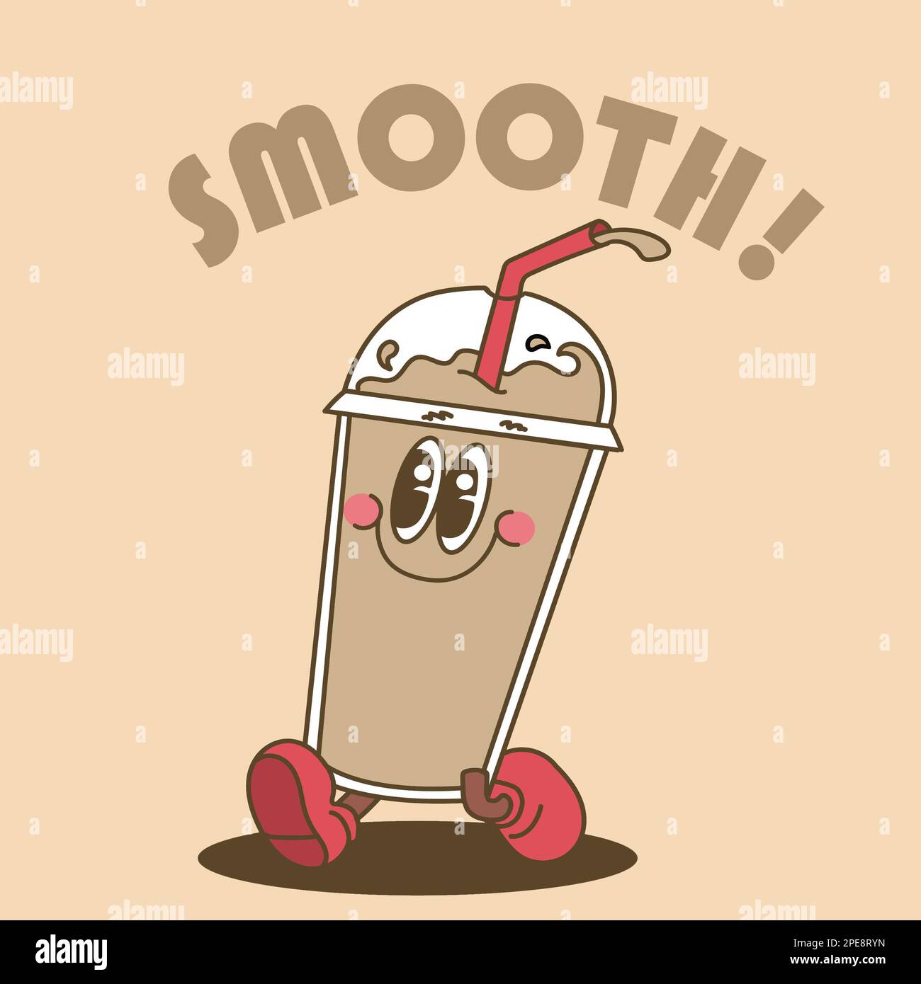 Illustration of happy, smiling smoothie or milk shake. Drink in plastic ...