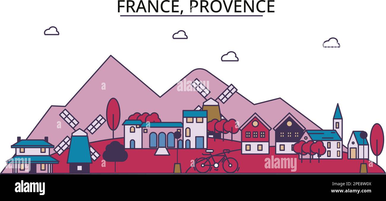 France, Provence tourism landmarks, vector city travel illustration ...