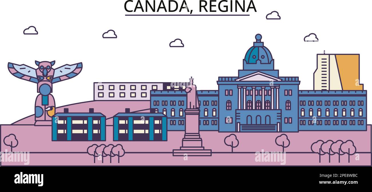 Canada, Regina tourism landmarks, vector city travel illustration Stock ...