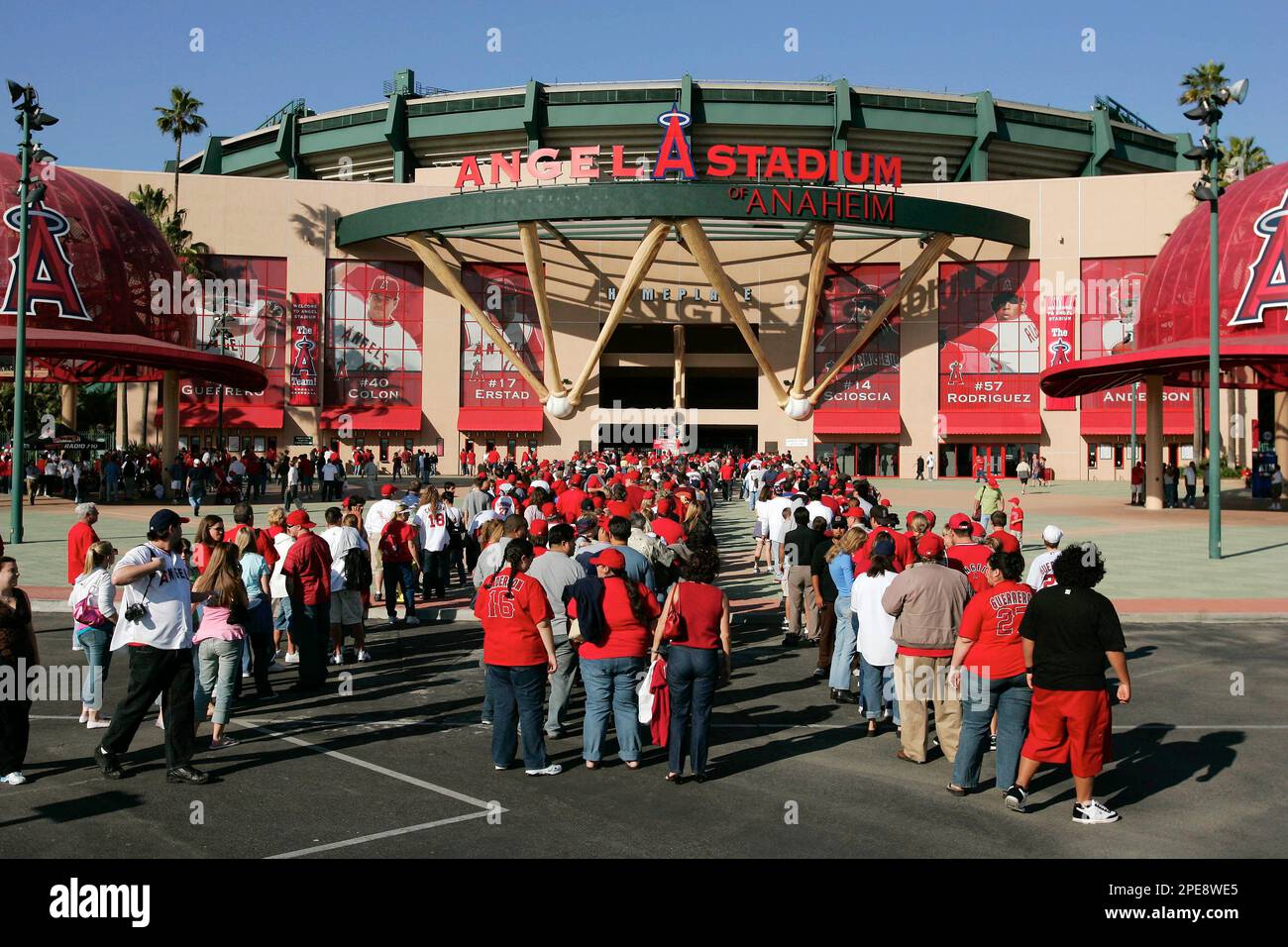 Fans line up for opening day as the Los Angeles Angels take on Texas ...
