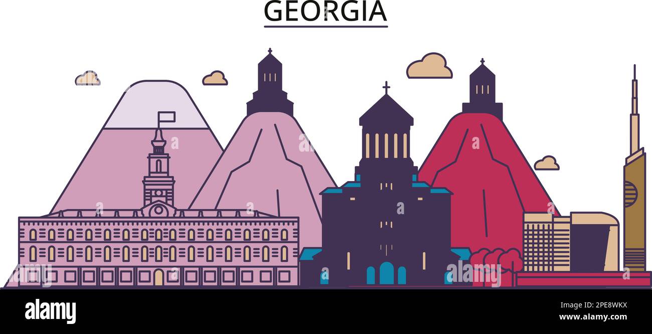 Georgia tourism landmarks, vector city travel illustration Stock Vector ...