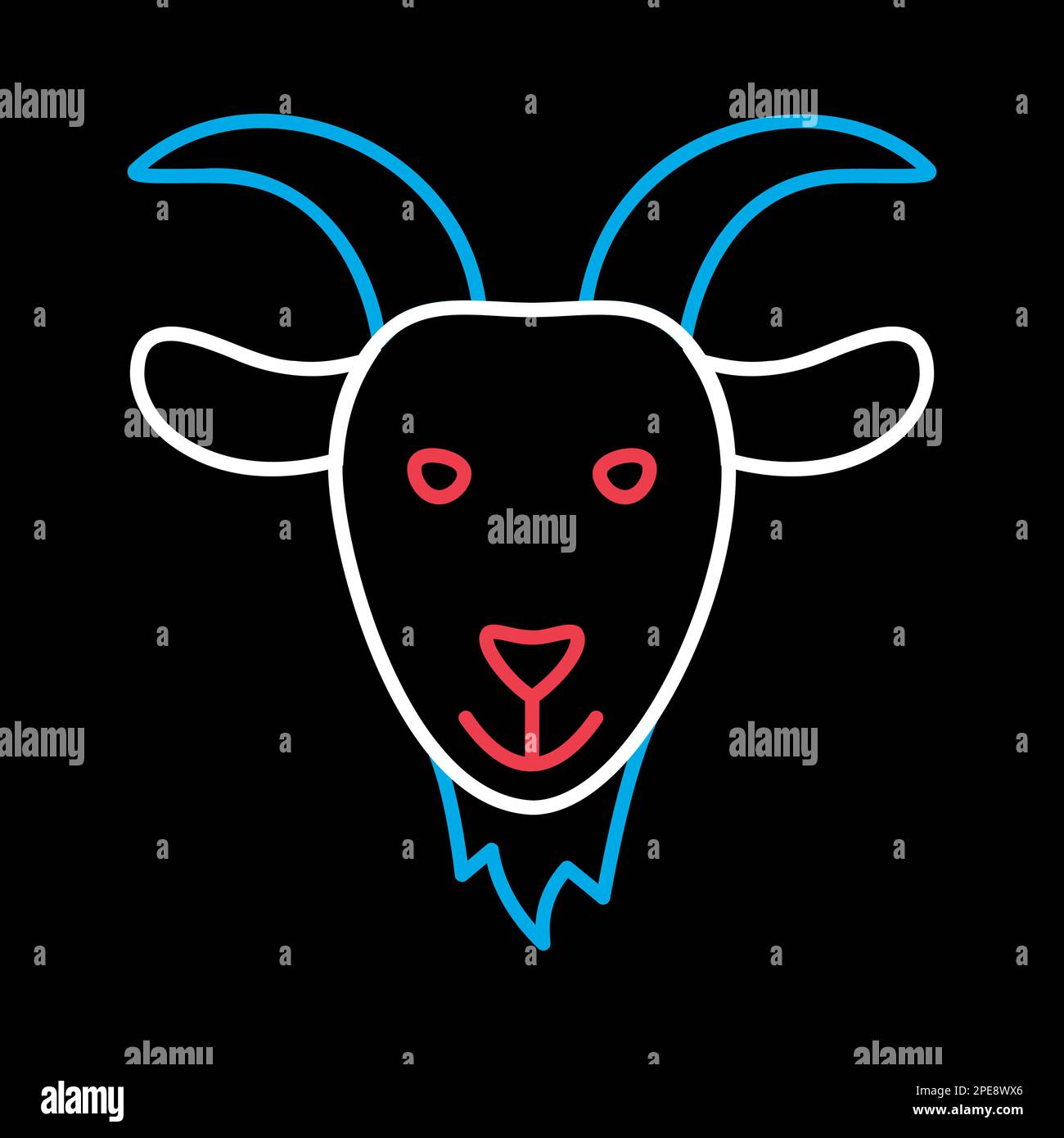 Goat on black background icon. Farm animal vector illustration ...