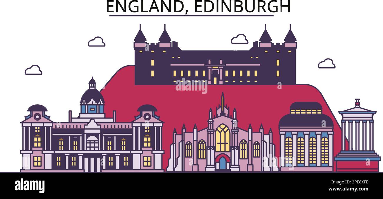 United Kingdom, Edinburgh tourism landmarks, vector city travel ...
