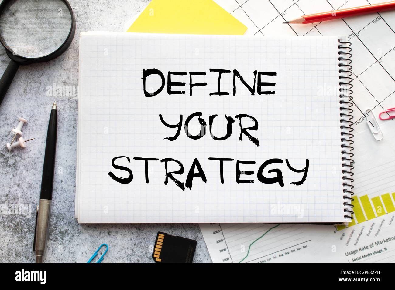 Define Your Strategy write on Sticky Notes. Motivation conceptual Image ...