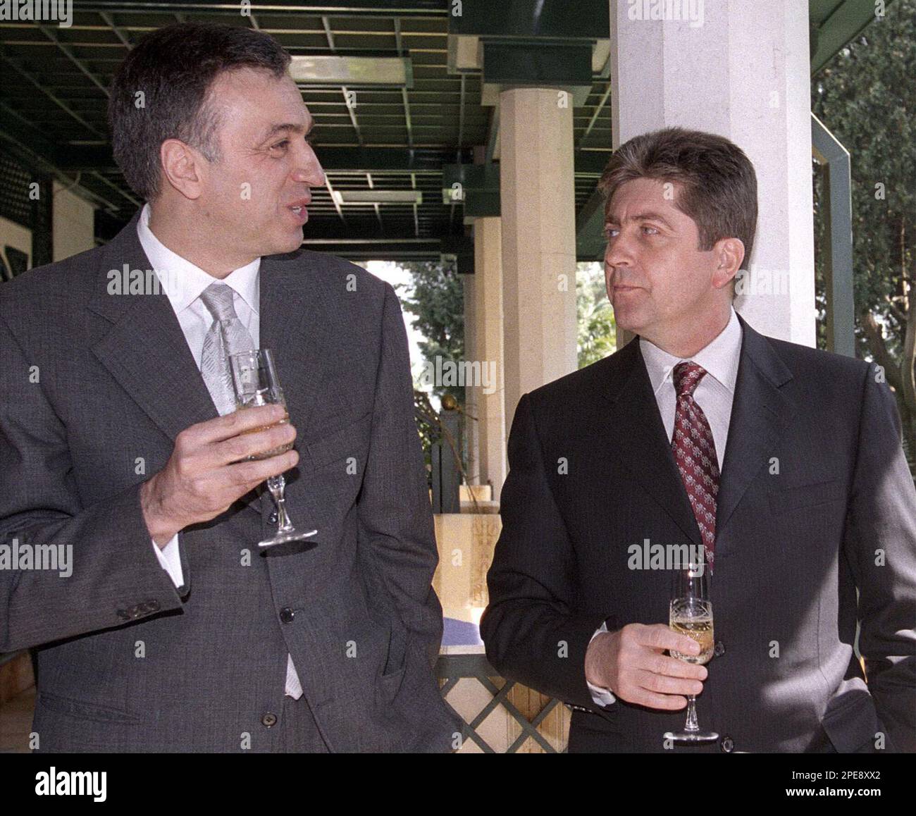 Montenegro President Filip Vujanovic, left, speaks with Bulgarian ...