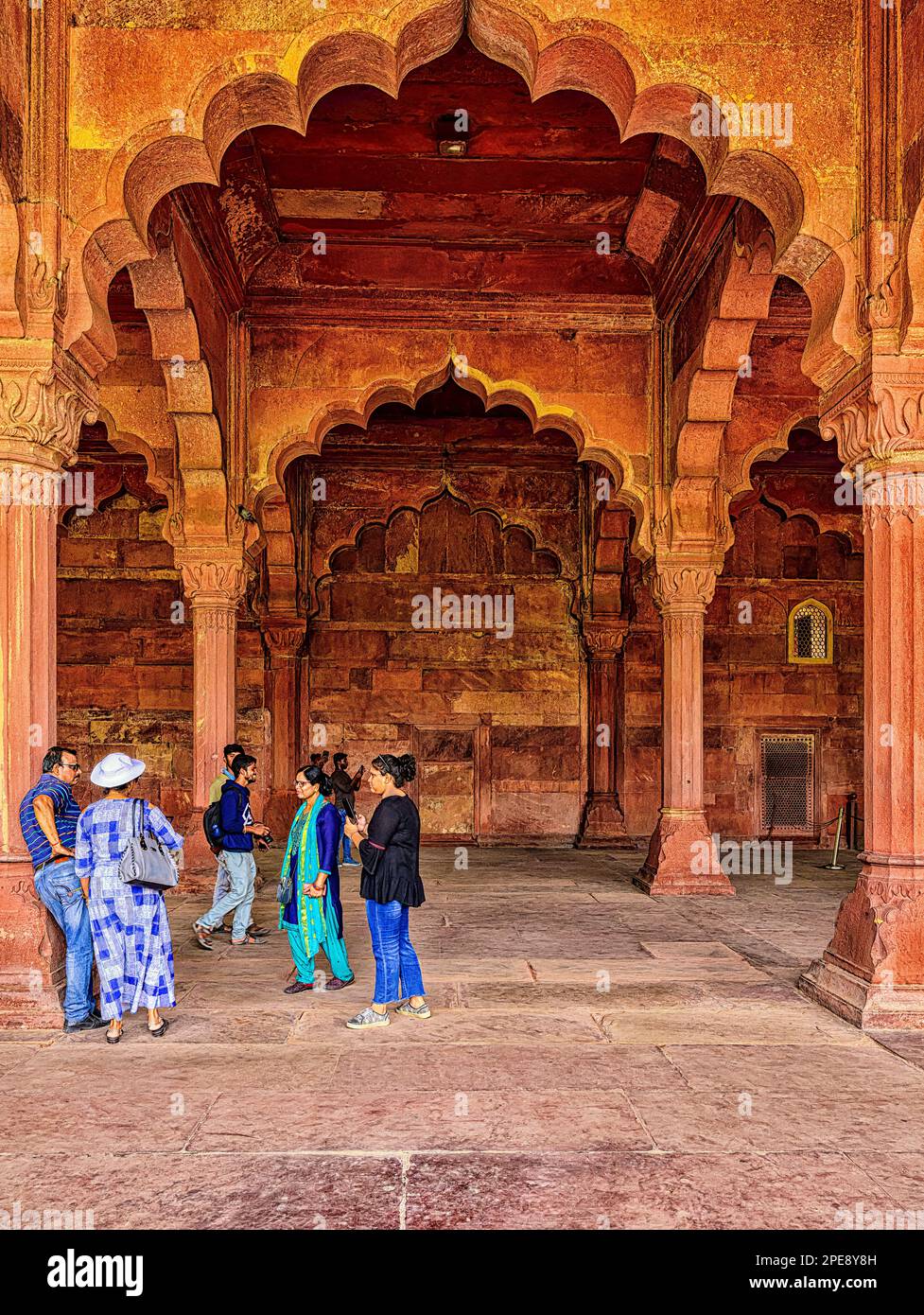 The Diwan-i 'Am, a large red sandstone pavilion at the center of the ...