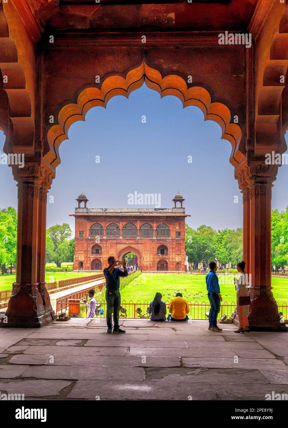 The interior of the Red Fort in Delhi looking towards the Naubat Khana ...
