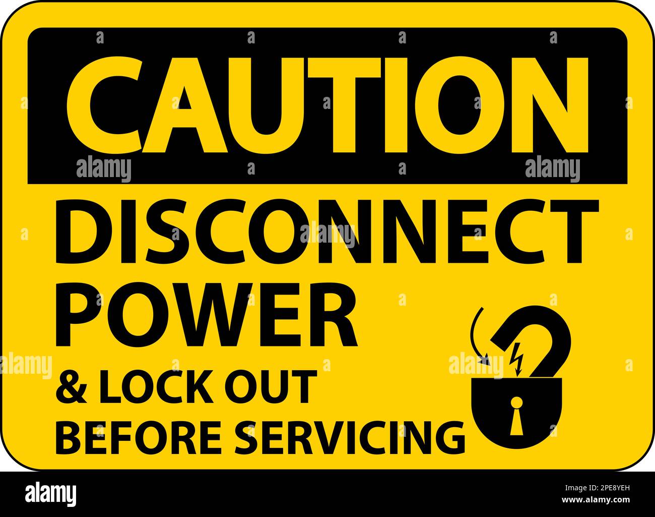 Caution Disconnect Power Label On White Background Stock Vector Image ...