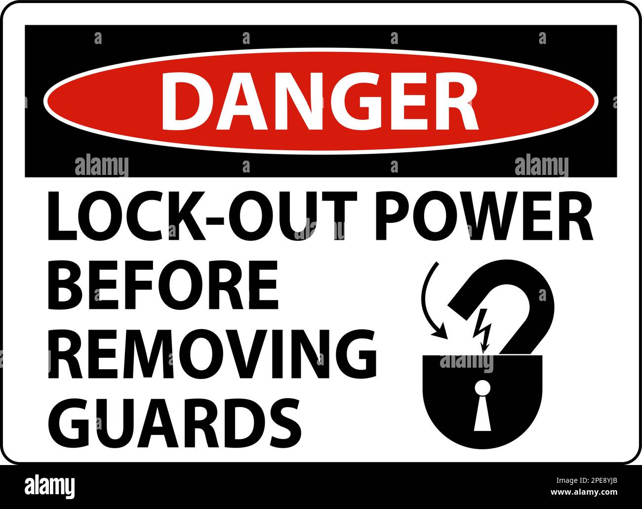 Danger Lock-Out Power Label On White Background Stock Vector Image ...