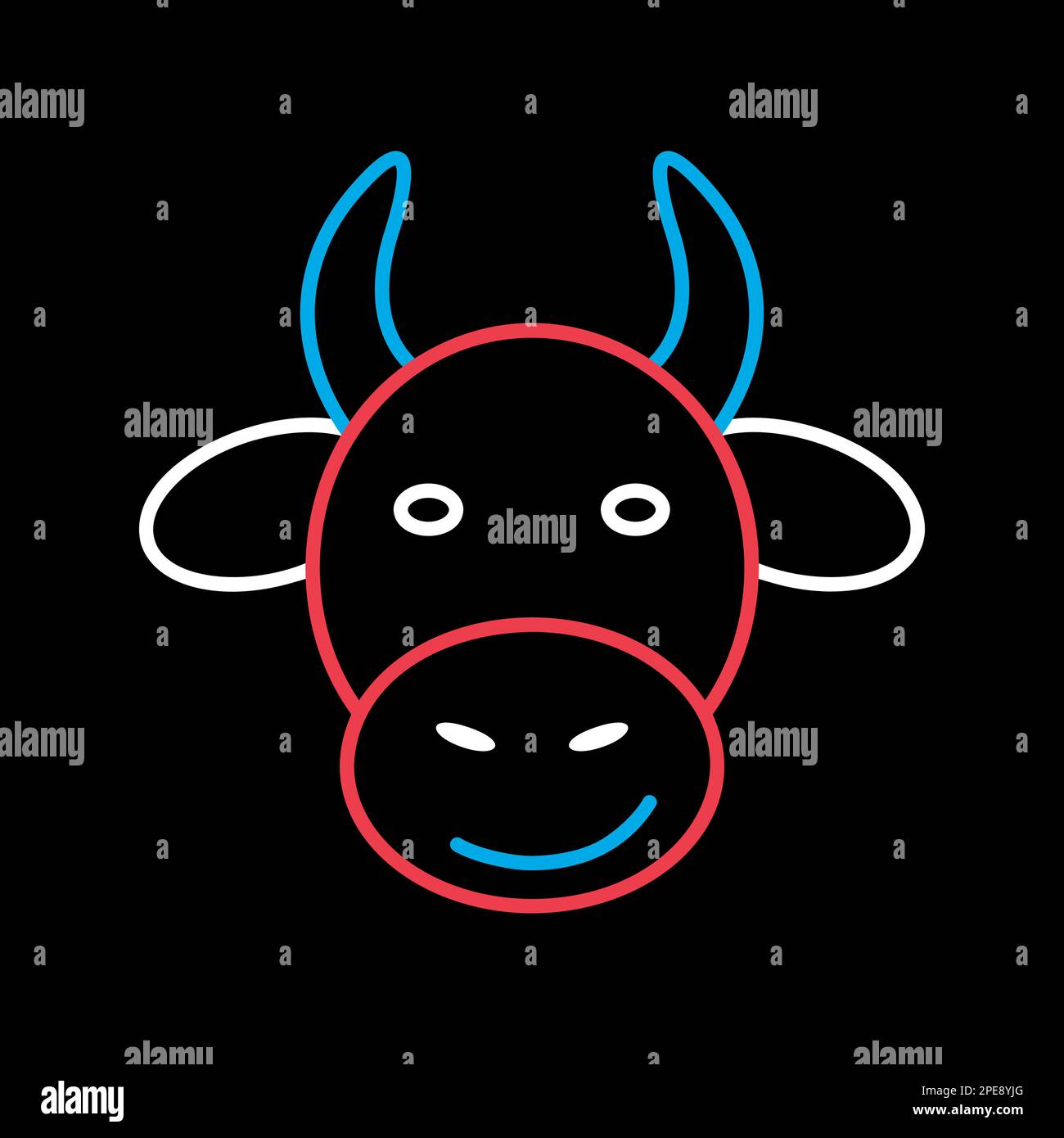 Cow on black background icon. Farm animal vector illustration ...