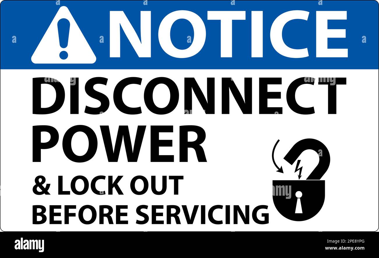 Notice Disconnect Power Label On White Background Stock Vector Image ...