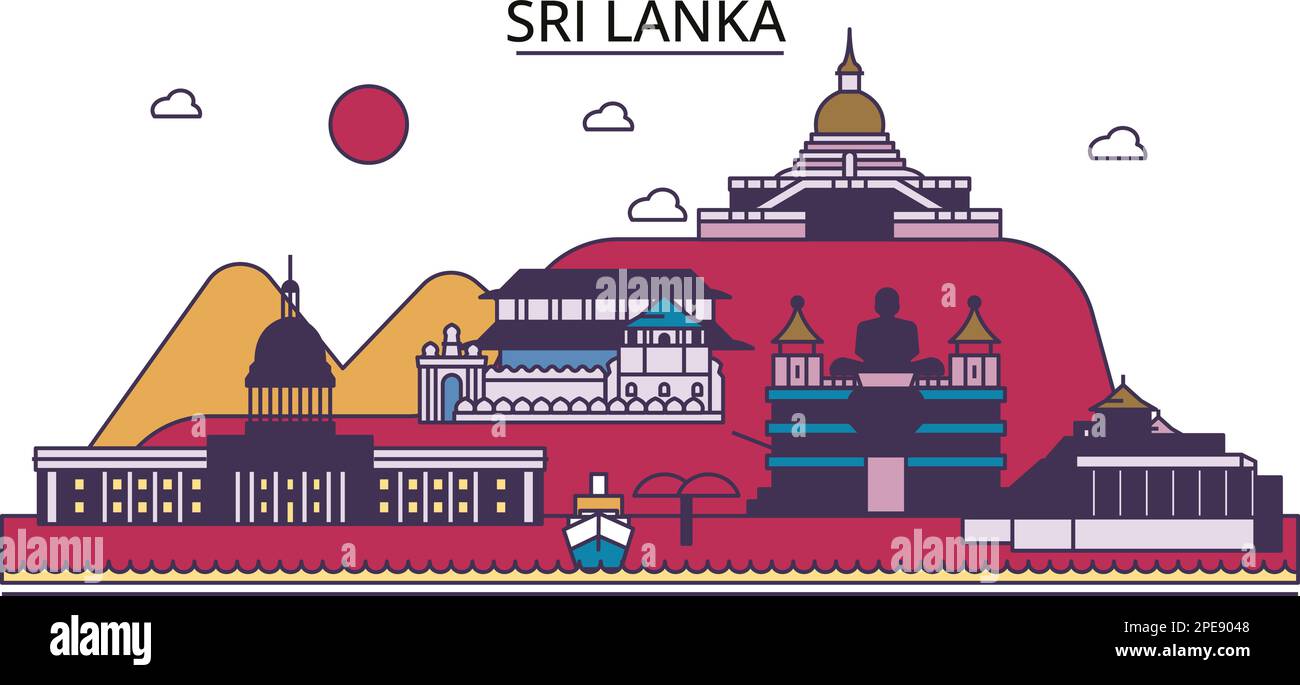 Sri Lanka tourism landmarks, vector city travel illustration Stock ...
