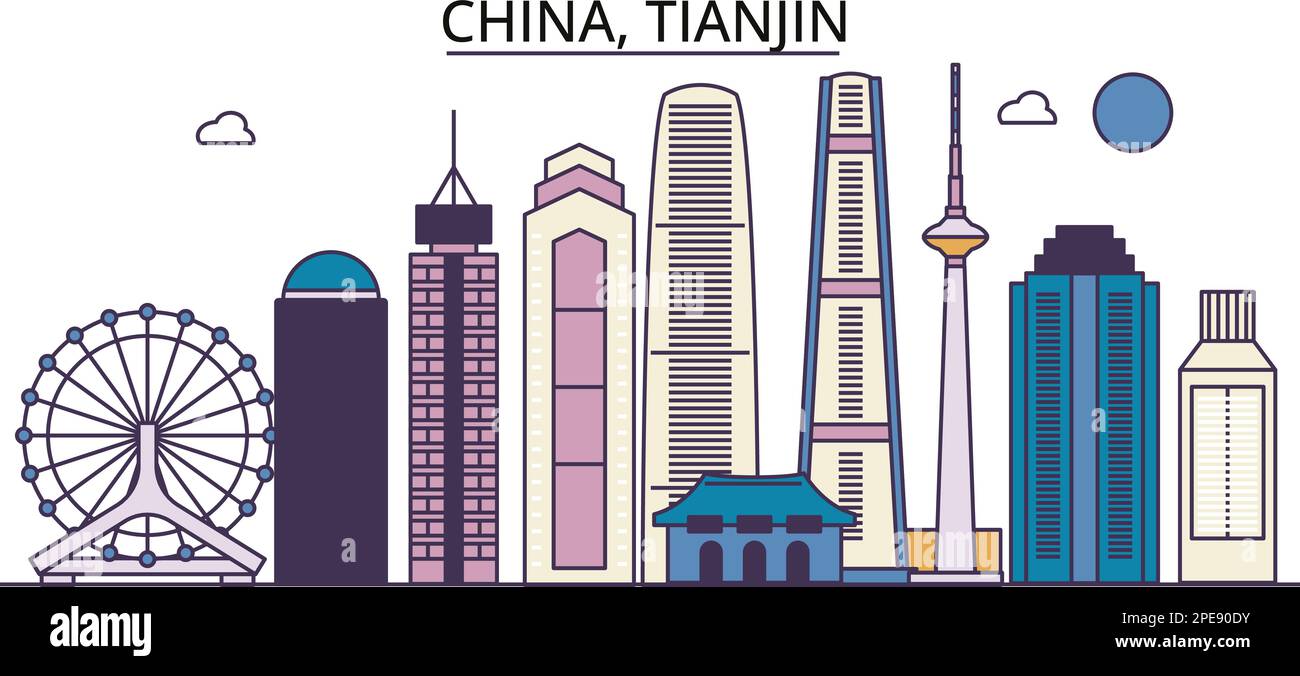 China, Tianjin tourism landmarks, vector city travel illustration Stock Vector Image & Art - Alamy