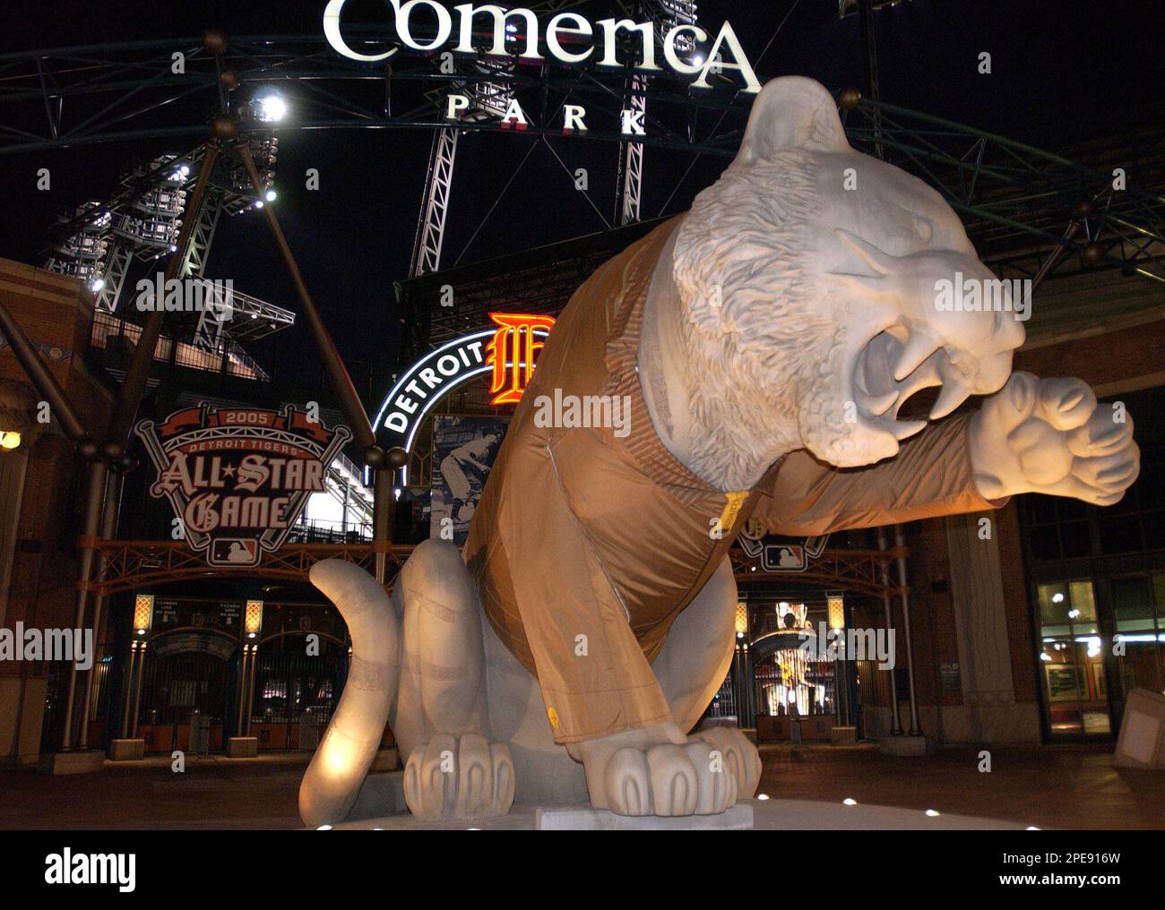 Home of the Detroit Tigers, the front entrance of Comerica Park before ...