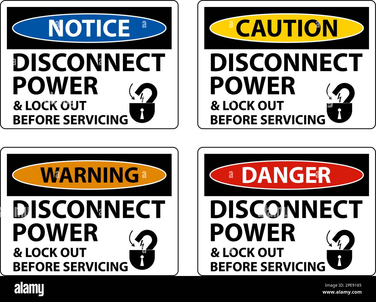 Caution Disconnect Power Label On White Background Stock Vector Image ...