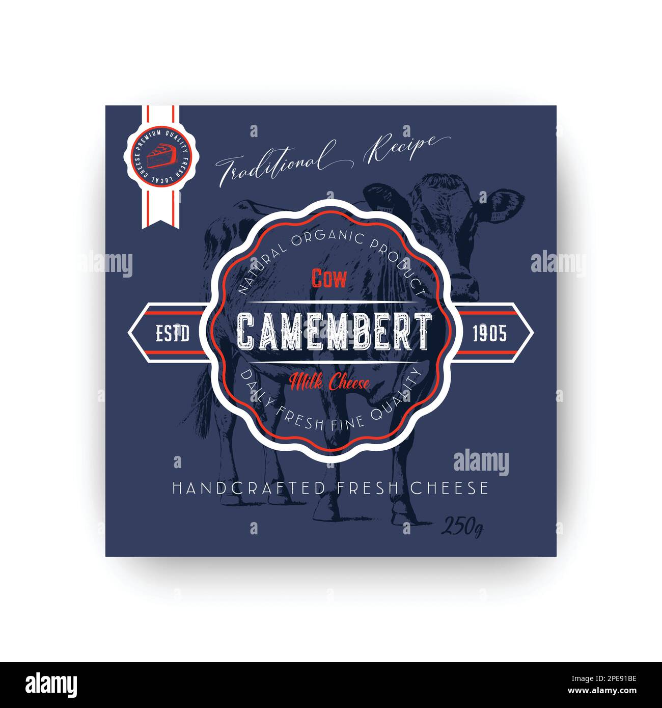 A round cheese label in vintage style, this design is editable and can ...