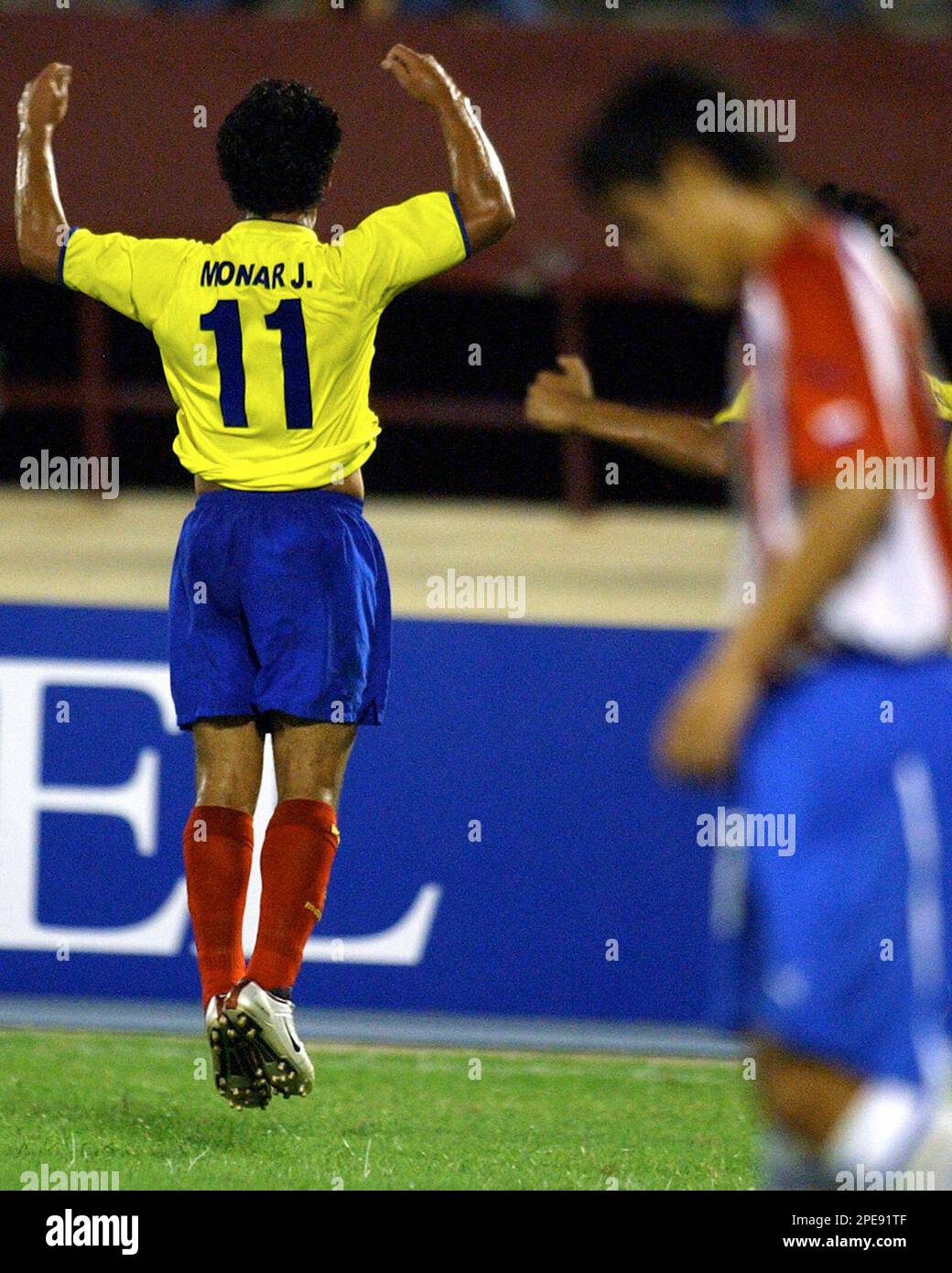 Ecuador's Jhonatan Monar celebrates his goal against Paraguay during a ...