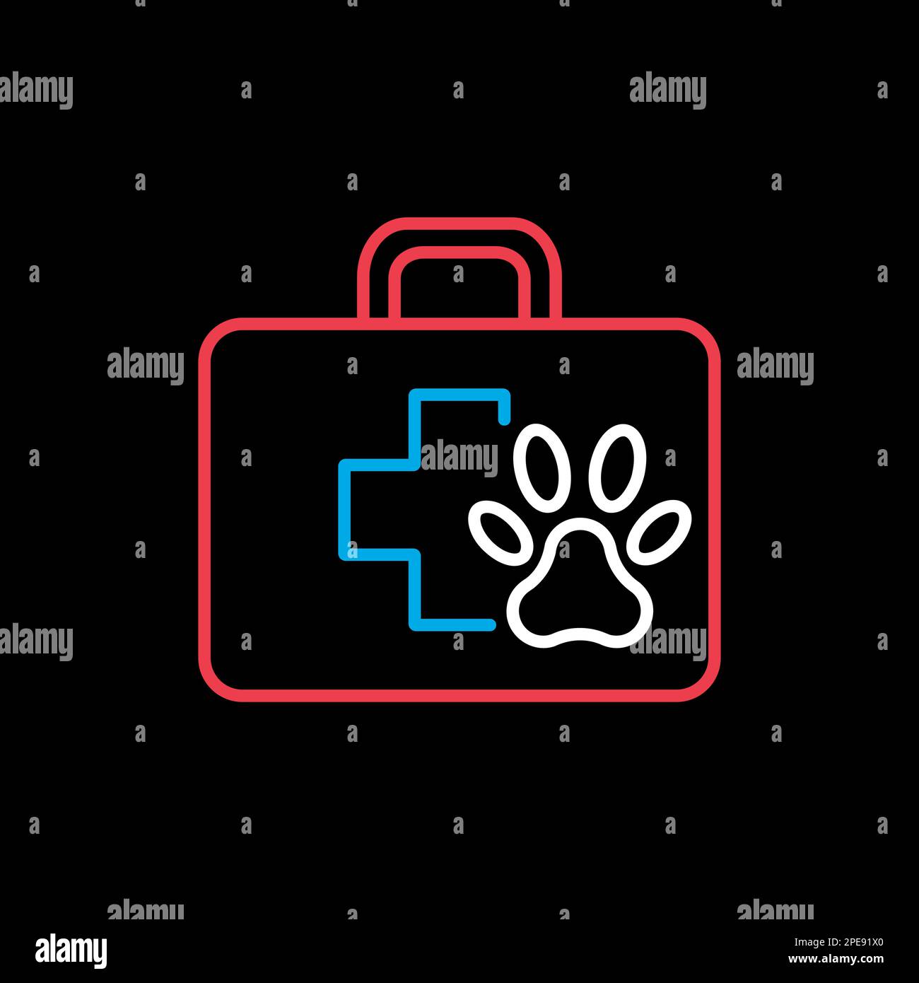 Pet first aid kit vector icon on black background. Clinic box. Graph ...