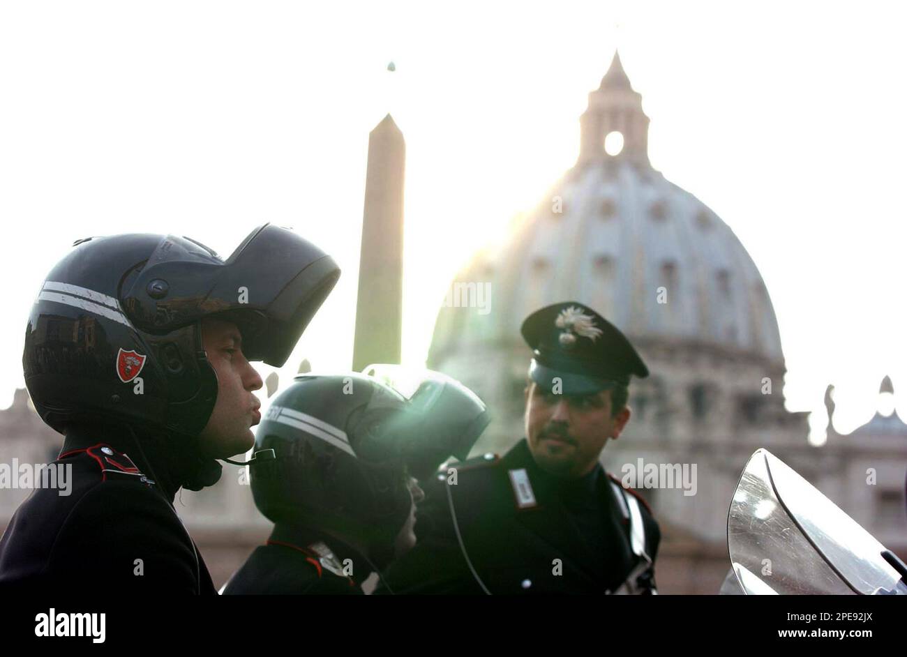 Italian Carabinieri paramilitary police officers patrol outside St ...