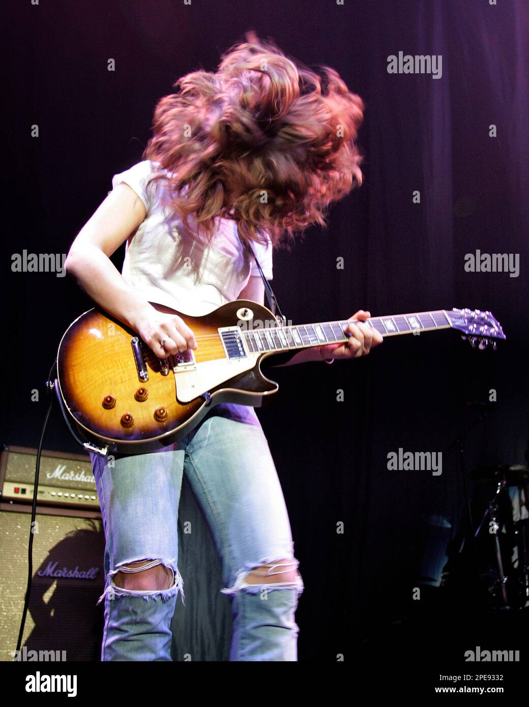 Lead guitarist Allison Robertson of The Donnas performs at the Agganis ...