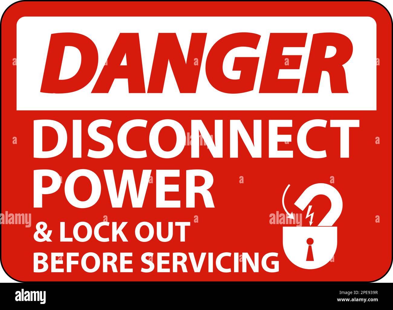 Danger Disconnect Power Label On White Background Stock Vector Image ...
