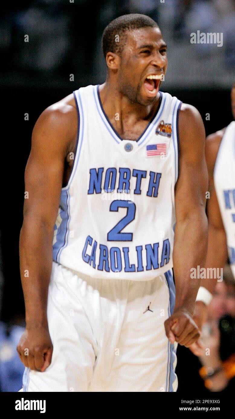 North Carolina's Raymond Felton celebrates during the second half ...