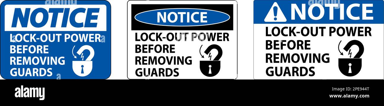 Notice Lock-Out Power Label On White Background Stock Vector Image ...