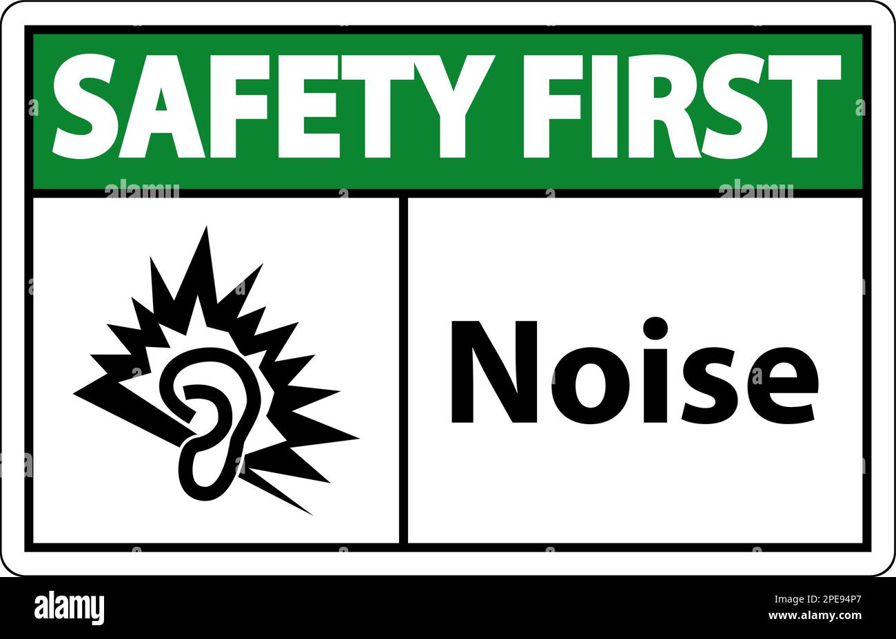 Safety First Noise Symbol Sign On White Background Stock Vector Image ...