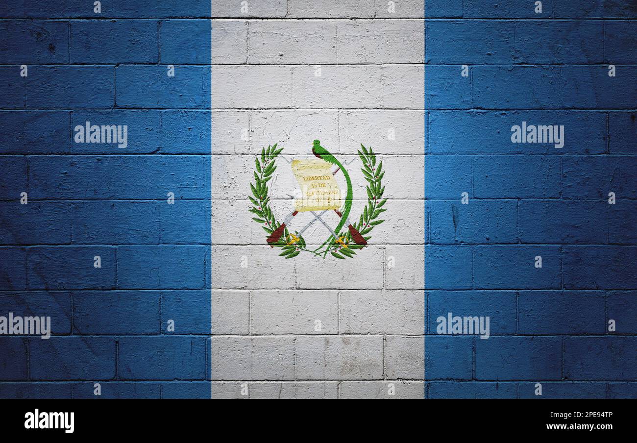 Flag of Guatemala painted on a cinder block wall Stock Photo - Alamy