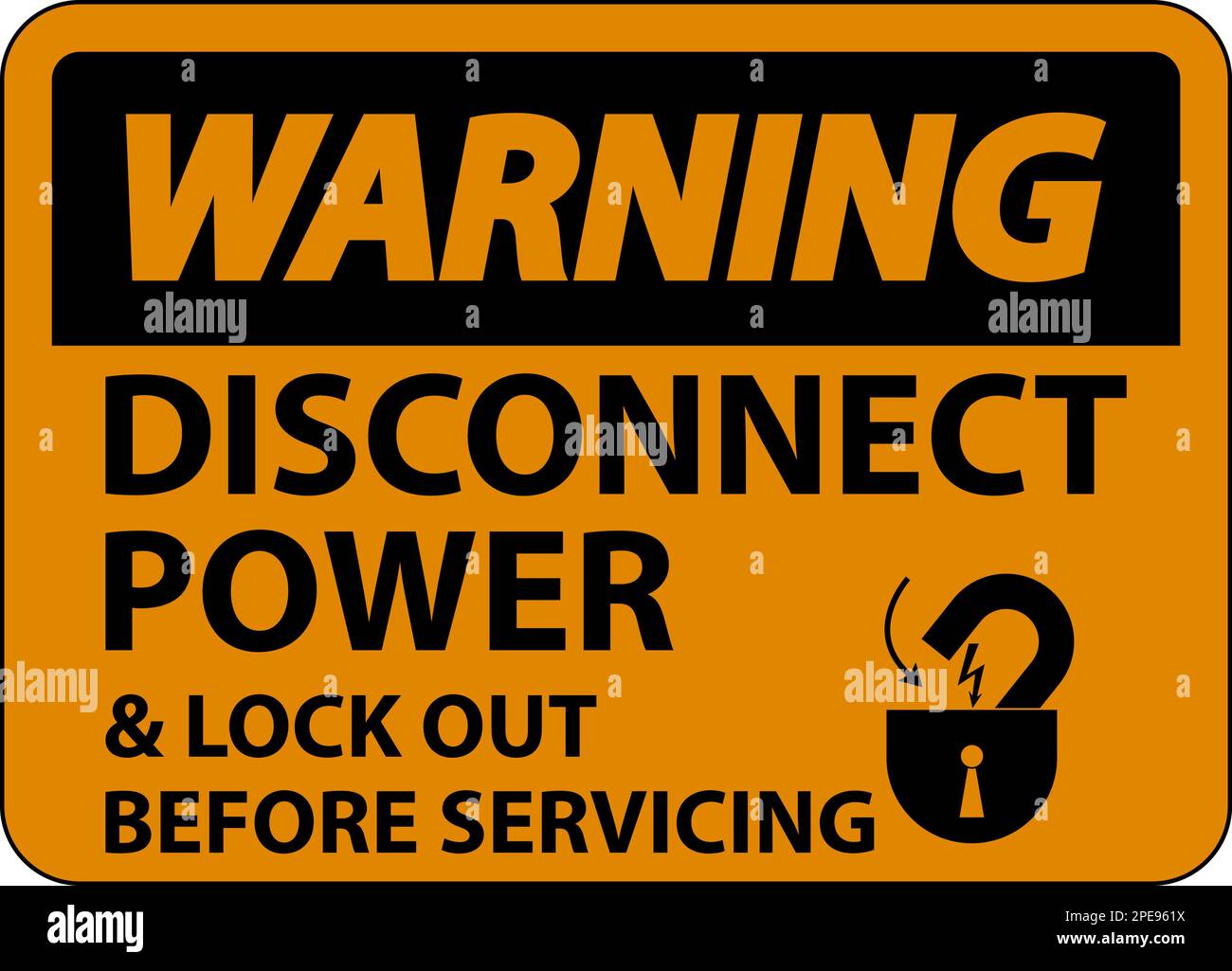 Warning Disconnect Power Label On White Background Stock Vector Image ...