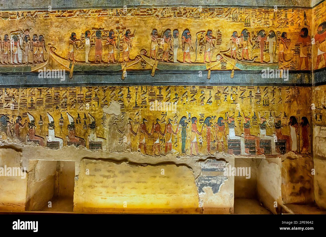 Relief from the burial chamber J of KV 17, the Tomb of Seti I detailing ...