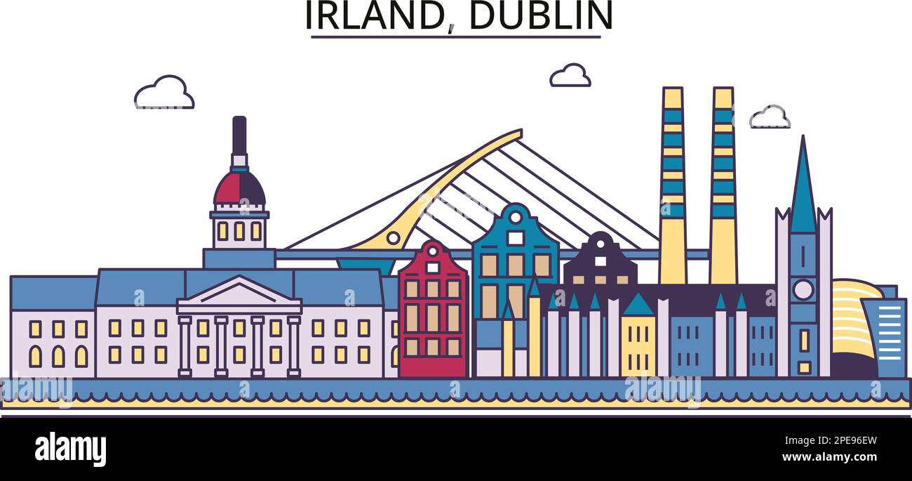 Irland, Dublin tourism landmarks, vector city travel illustration Stock Vector Image & Art - Alamy