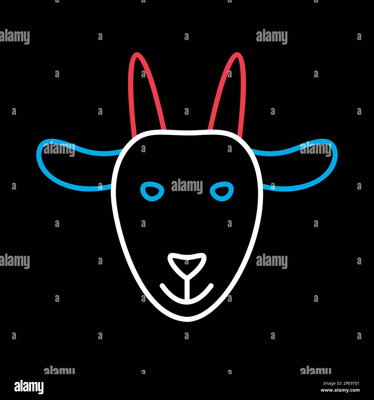 Goat on black background icon. Farm animal vector illustration ...