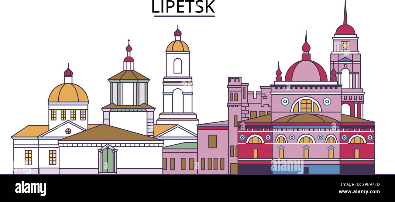 Russia, Lipetsk tourism landmarks, vector city travel illustration ...