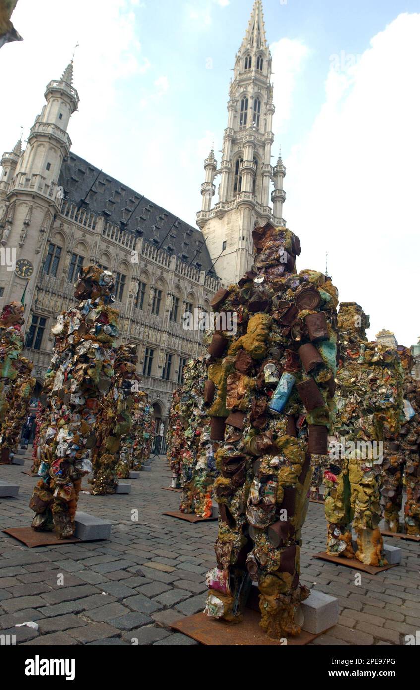 Sculptures by the German environmental artist HA Schult are seen at the ...