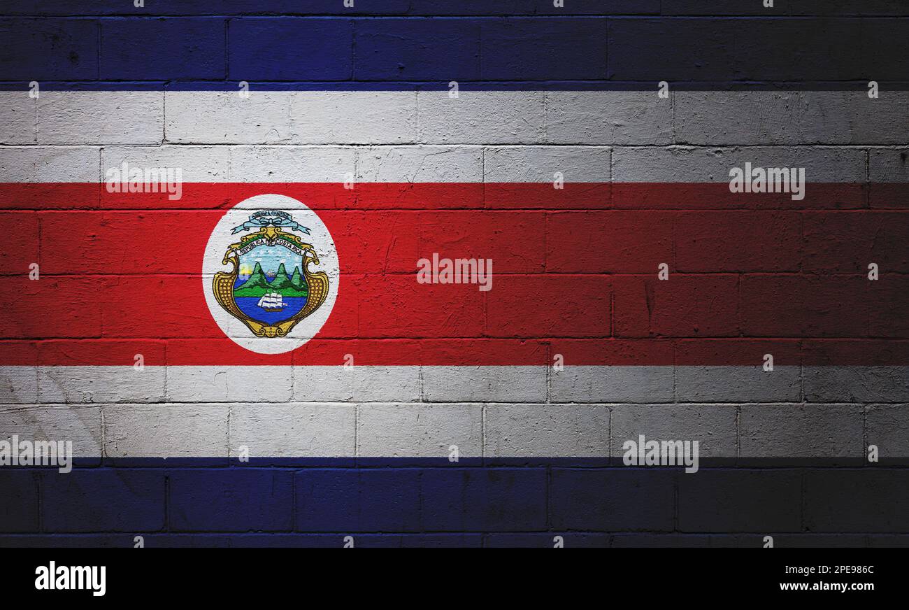 Flag of Costa Rica painted on a cinder block wall Stock Photo - Alamy
