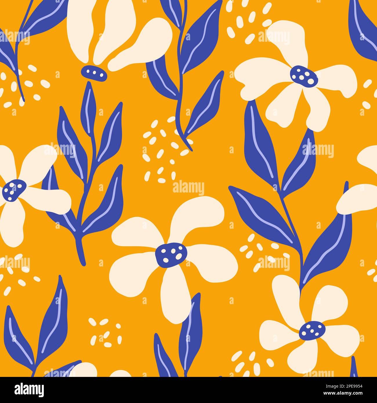 Seamless creative floral pattern. Fancy naive blooms, texture design ...