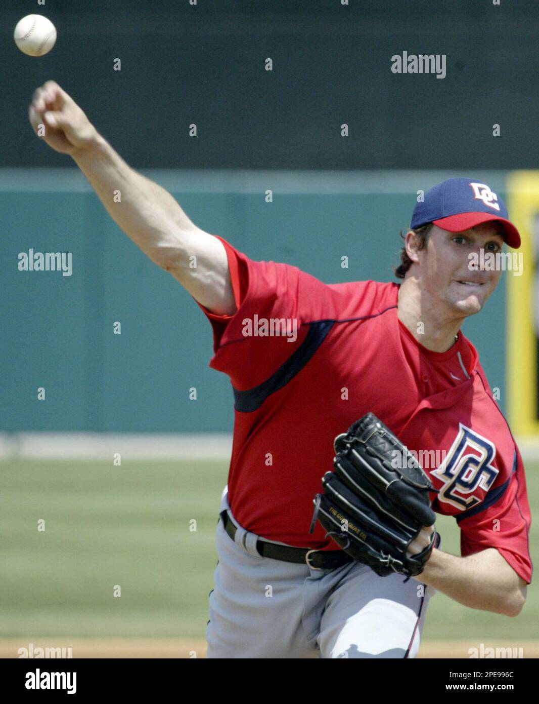 Washington Nationals starting pitcher John Patterson follows through on ...