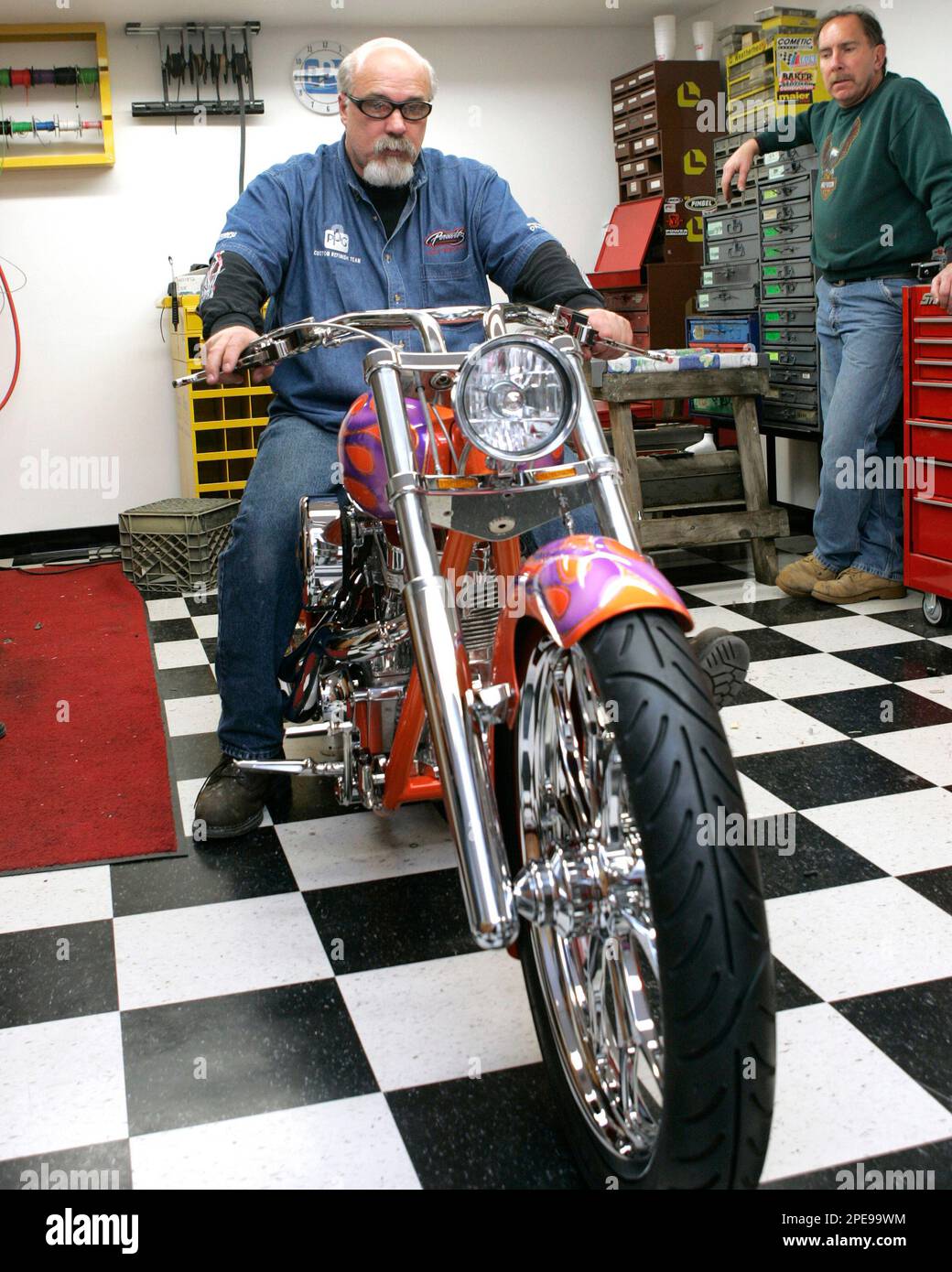 Dave Perewitz, owner of Perewitz Cycle Fabrications sits on the Charity ...