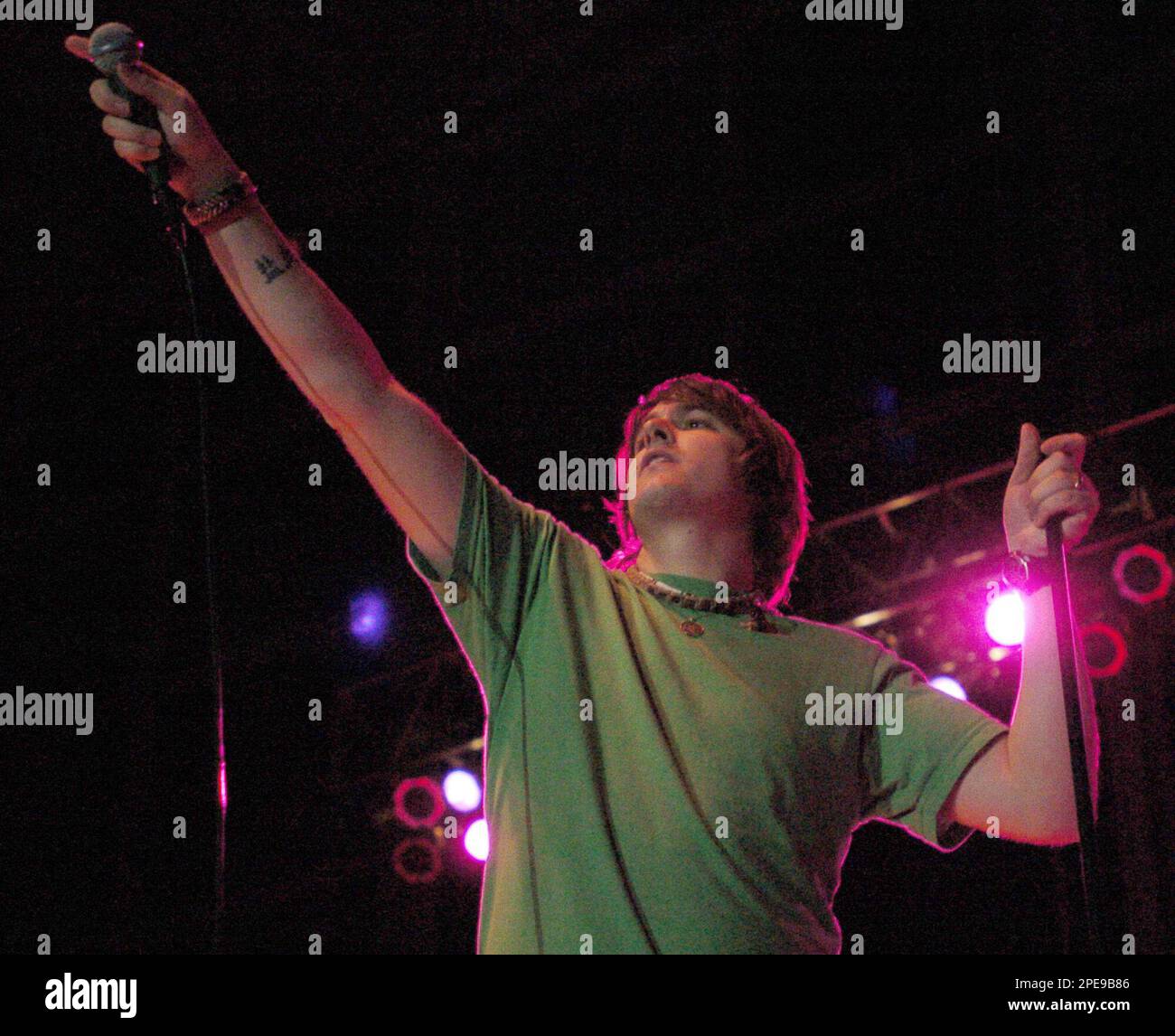 Dan Haseltine, lead singer of Jars of Clay, performs during a concert ...