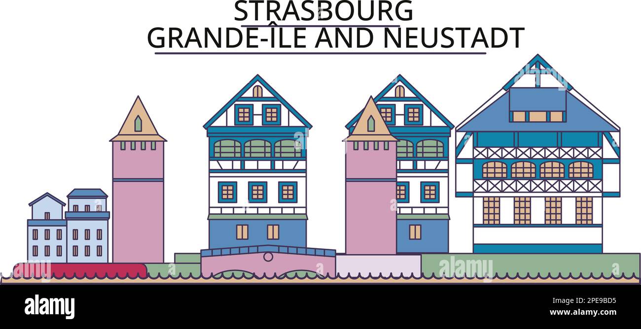 France, Strasbourg City tourism landmarks, vector city travel ...