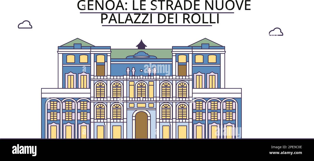 Italy, Genoa City tourism landmarks, vector city travel illustration ...