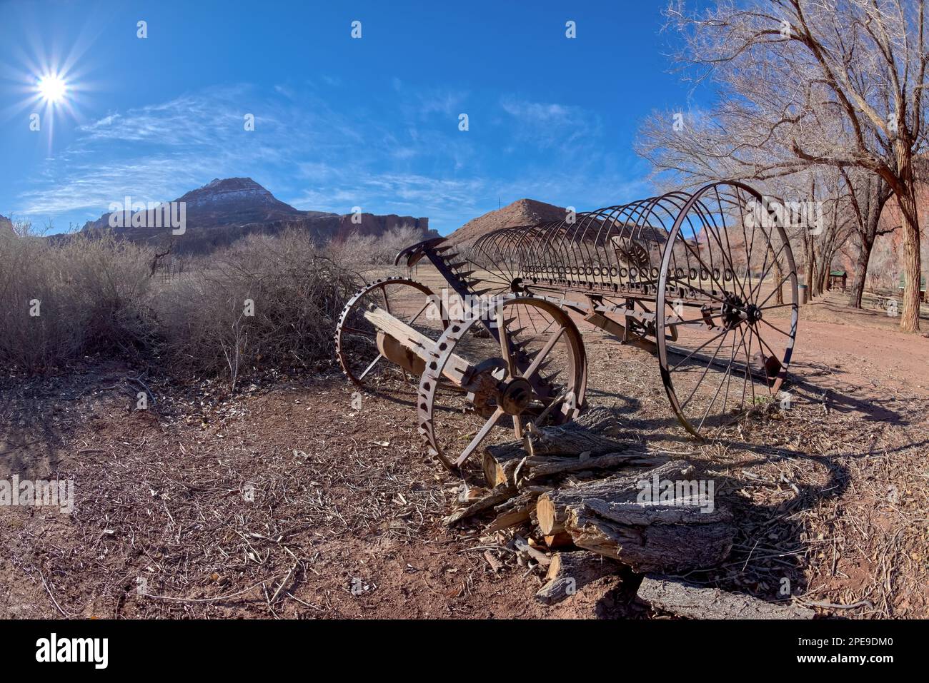 An old farming implement at the historic Lonely Dell Ranch house, built ...