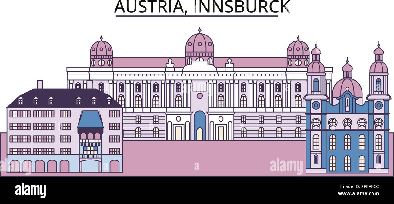 Austria, Innsburck tourism landmarks, vector city travel illustration ...