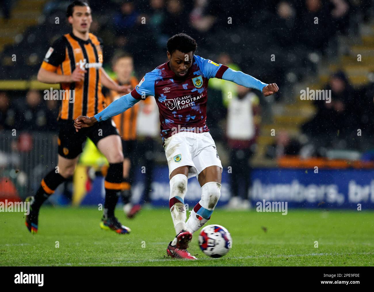 Burnley's Nathan Tella scores their side's third goal of the game ...