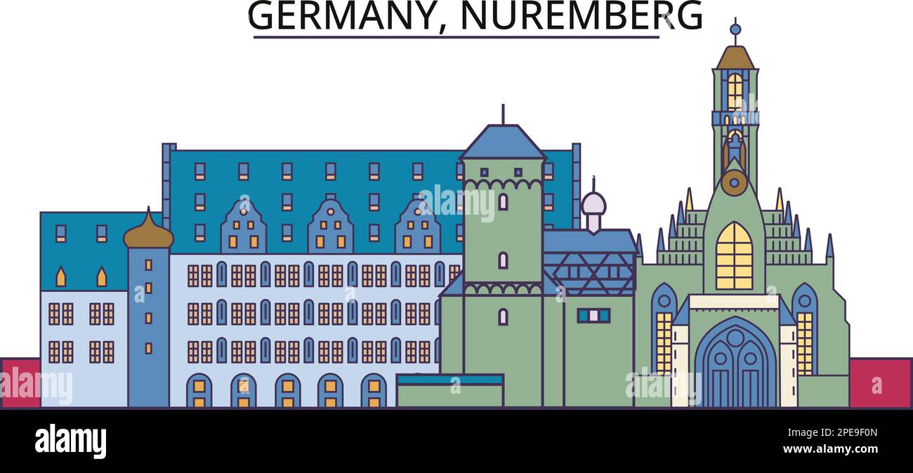 Germany, Nuremberg tourism landmarks, vector city travel illustration Stock Vector Image & Art ...