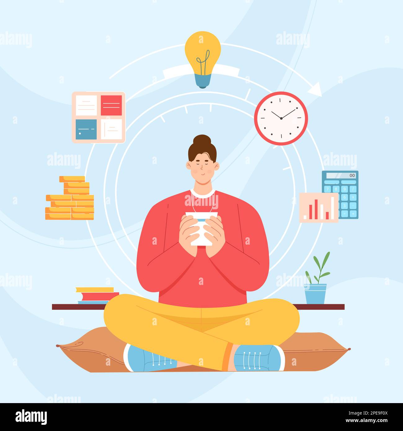 Work balance, professional time management vector illustration. Cartoon ...