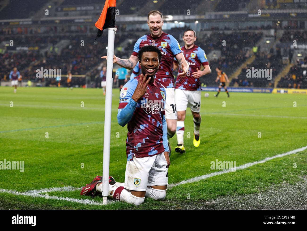 Burnley's Nathan Tella celebrates scoring their side's third goal of ...