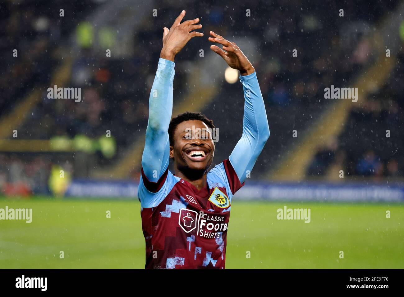 Burnley's Nathan Tella celebrates scoring their side's third goal of ...